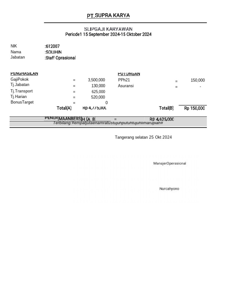 Slip Gaji Solihin | PDF