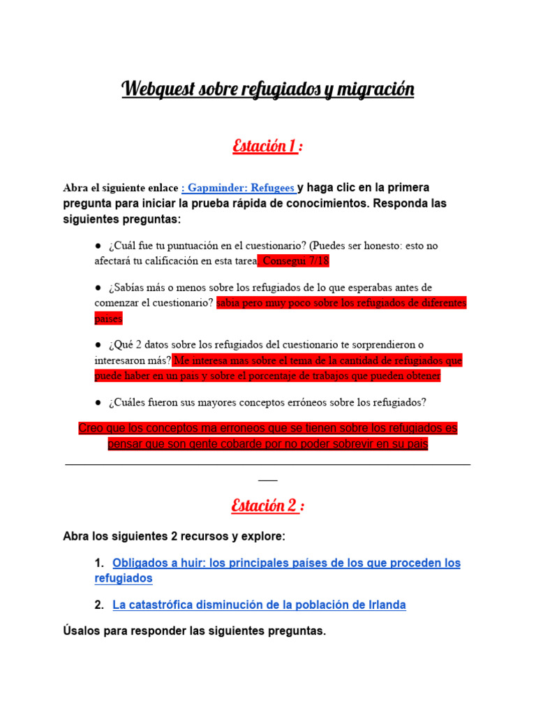 Refugees and Migration WebQuest en Espanol | PDF | Refugiado