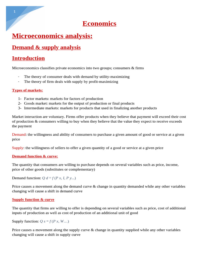 Microeconomics: Demand and Supply Analysis | PDF | Monopoly ...