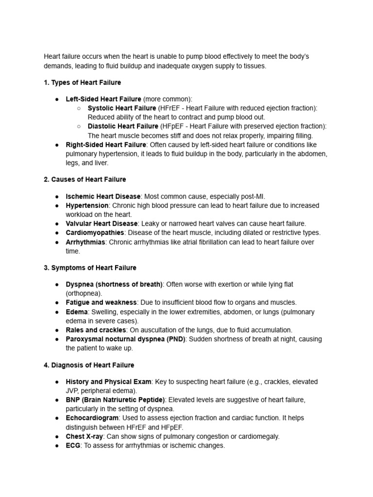 Understanding Heart Failure: Types, Causes, and Management | PDF ...