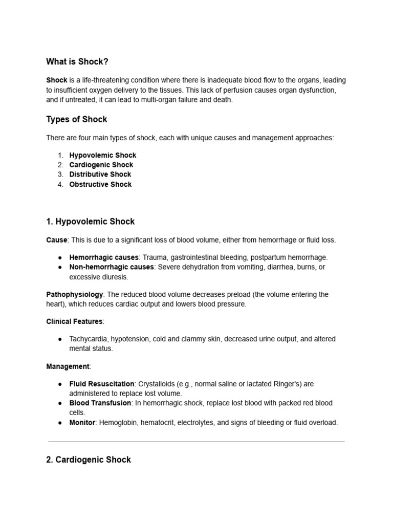 Understanding Types of Shock and Management | PDF | Shock (Circulatory ...