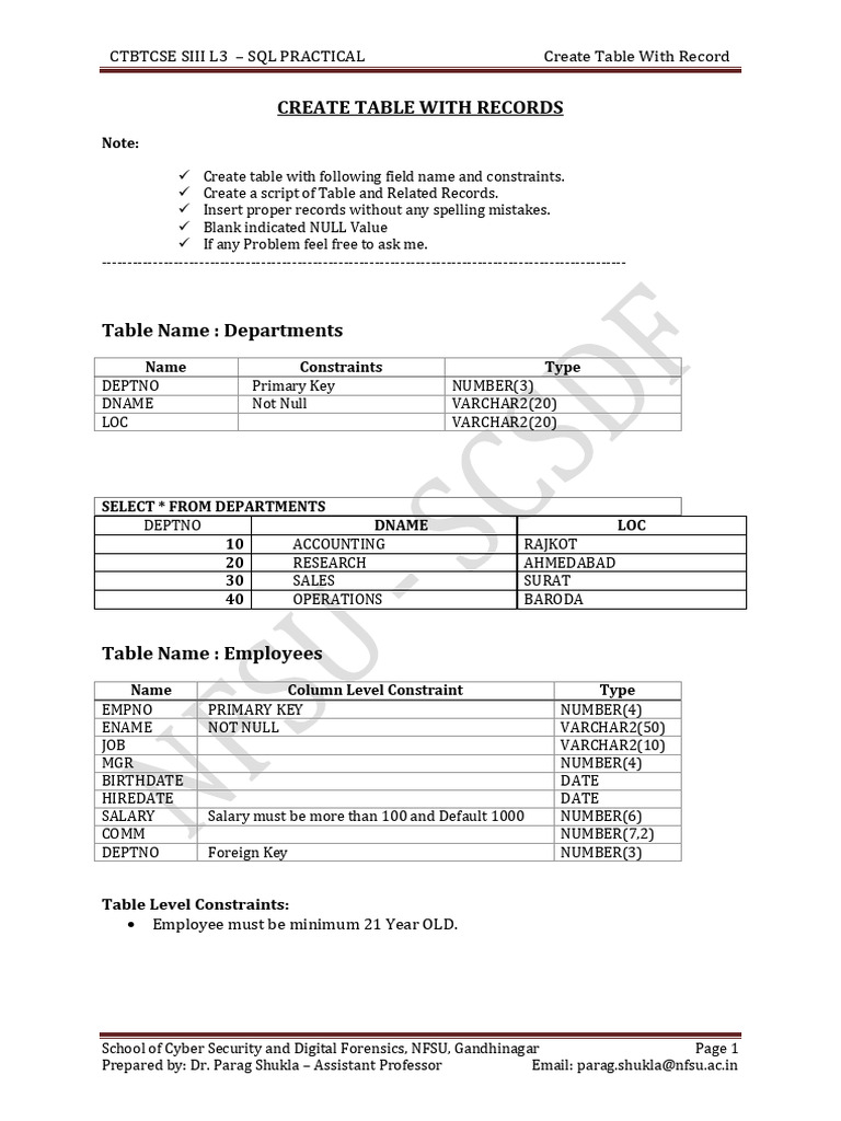 Exercise-2 - Create Table With Records-1 | PDF | Computer Data | Information Retrieval
