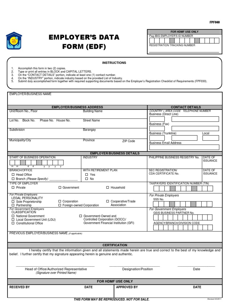 Employer's Data Form | PDF