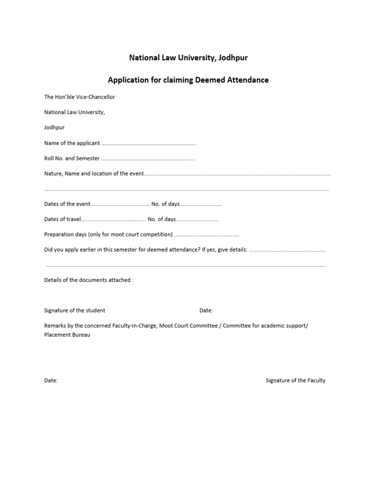 Deemed Attendance Form | PDF
