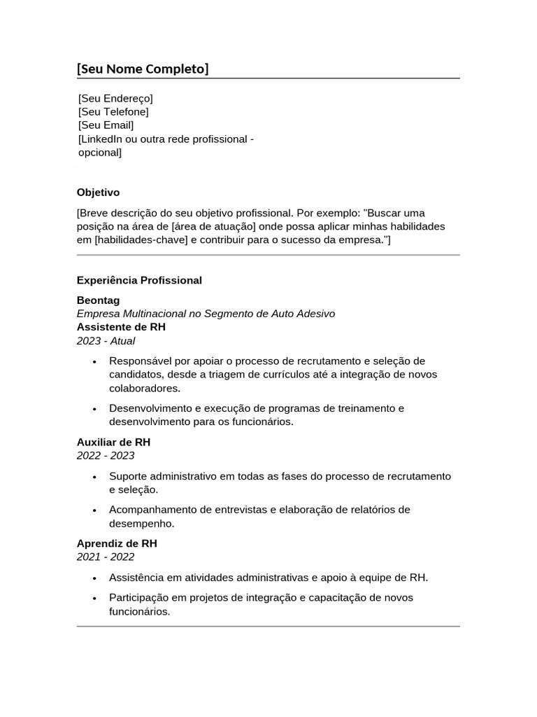 CV - Modelo Generalista 1 | PDF | Autoajuda