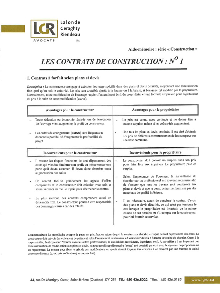 Contrats de Construction No 1 | PDF