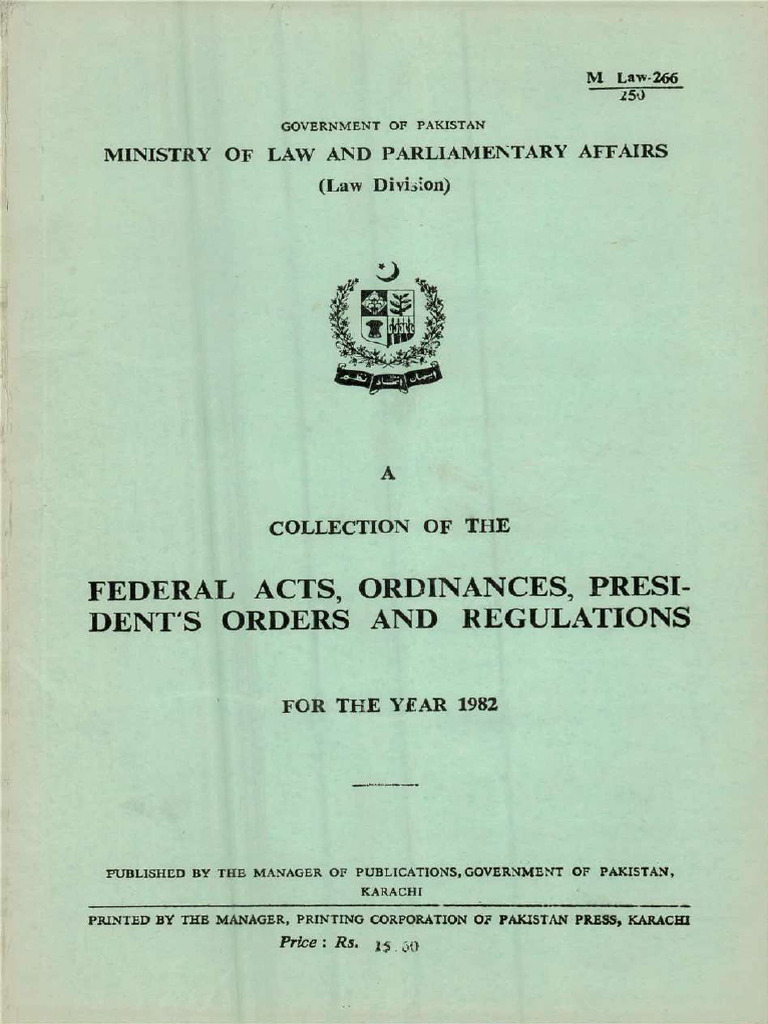 Federal Acts, Ordinances, Presi-Dent'S Orders and Regulations | PDF ...