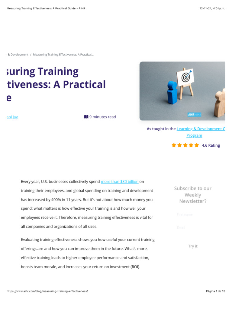 Measuring Training Effectiveness: A Practical Guide - AIHR | PDF ...