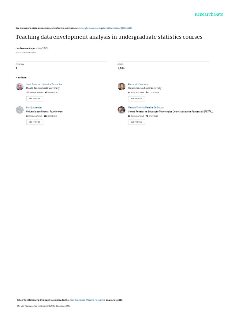 Data Envelopment Analysis in Undergraduate Statistics Courses | PDF | Linear Programming ...