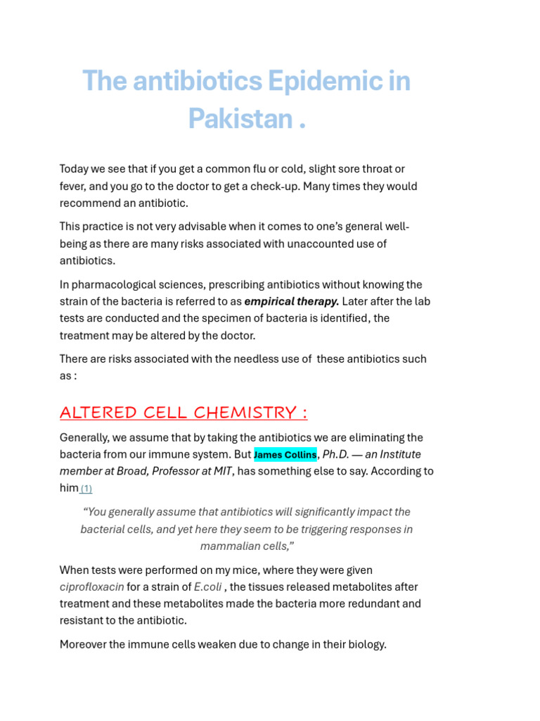 Antibiotic Epidemic in Pakistan | PDF | Bacteria | Allergy
