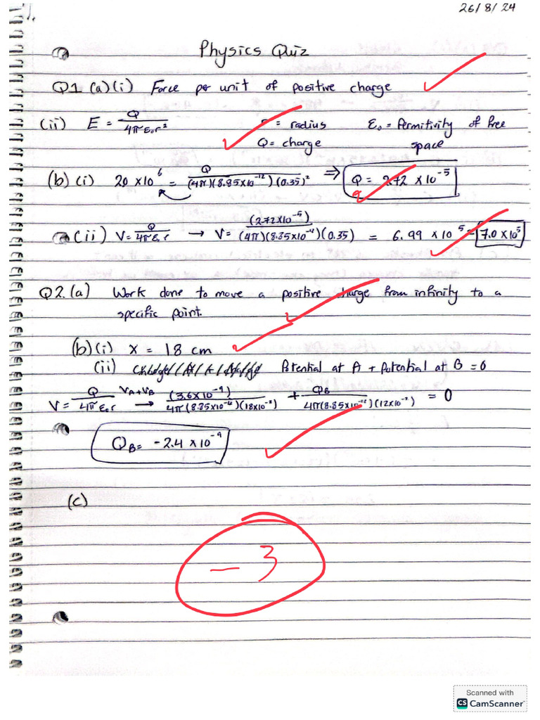 Physics A2 Quiz 3 | PDF