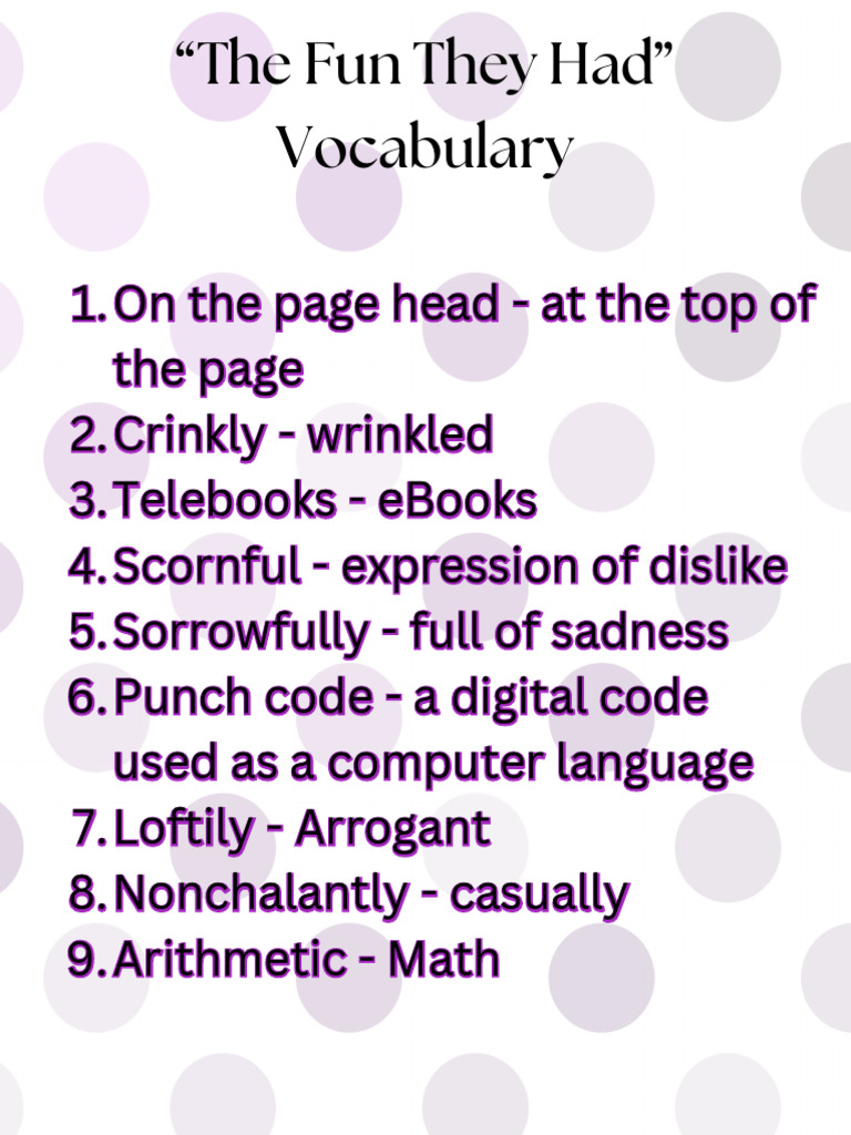 "The Fun They Had" Vocabulary | PDF