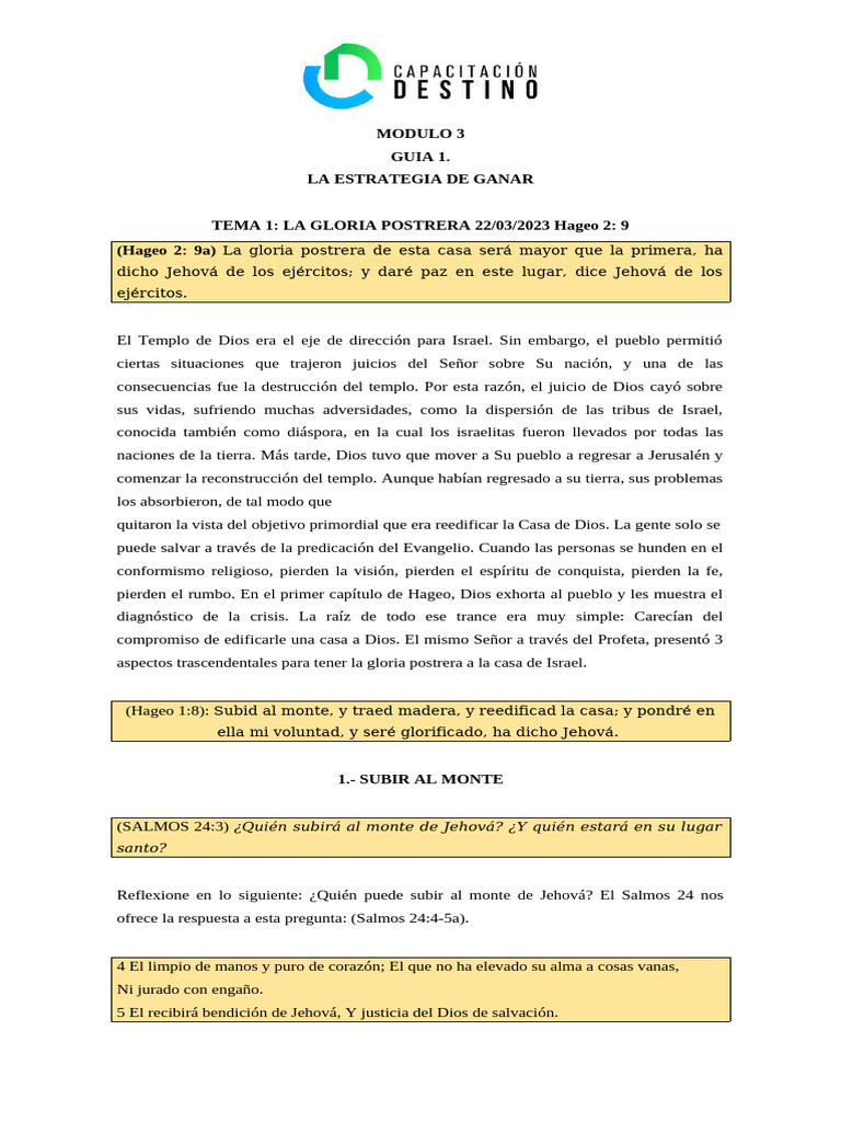 Modulo 3 Tema 1 La Gloria Postrera | PDF | Cristo (título) | Oración