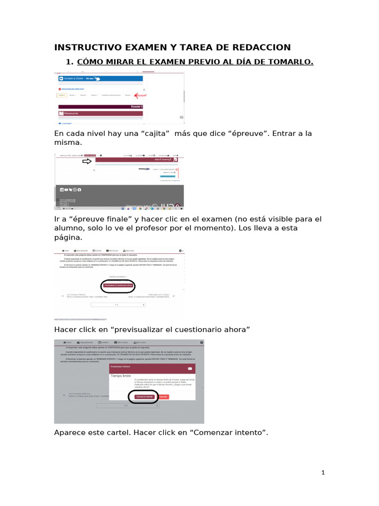 INSTRUCTIVO EXAMENES ESCRITOS Y TAREA Profesor | PDF | Relaciones personales, crianza y ...
