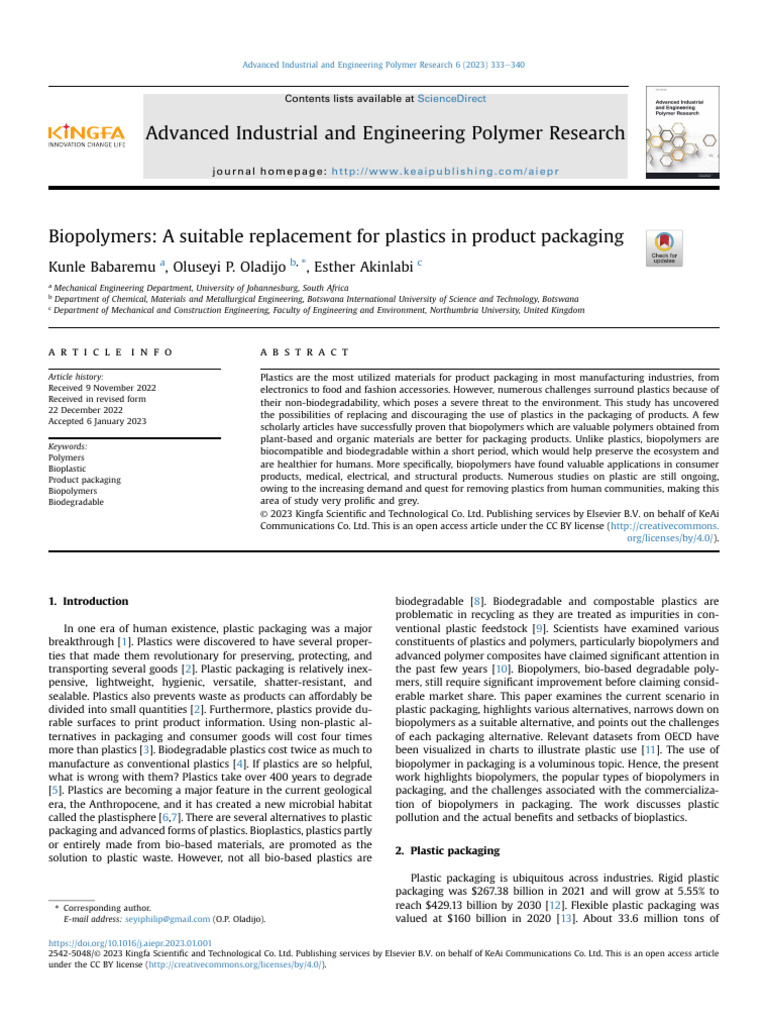 Biopolymers - A Suitable Replacement For Plastics in Product Packaging ...