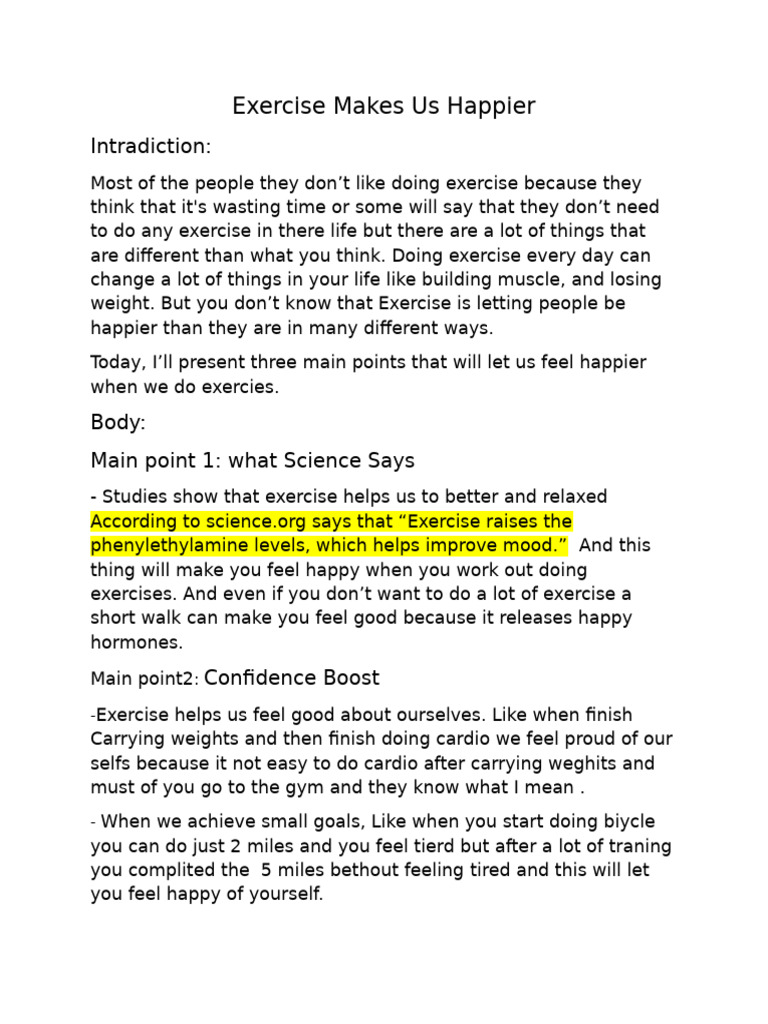 Exercise Makes Us Happier | PDF | Happiness | Psychological Concepts
