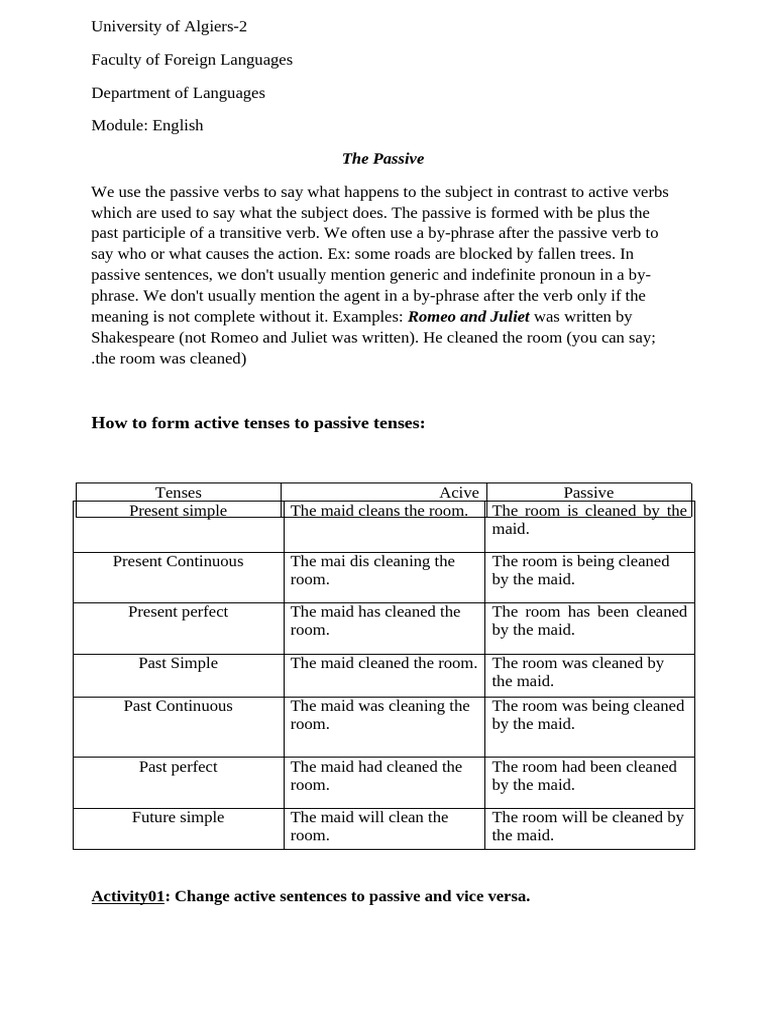 The-Passive | PDF | Verb | Grammatical Tense