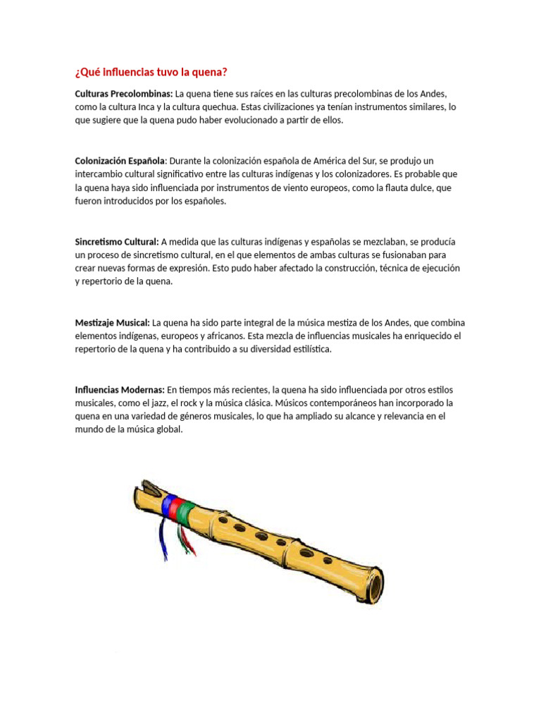 Influencias y Tipos de Quena | PDF | Instrumentos musicales