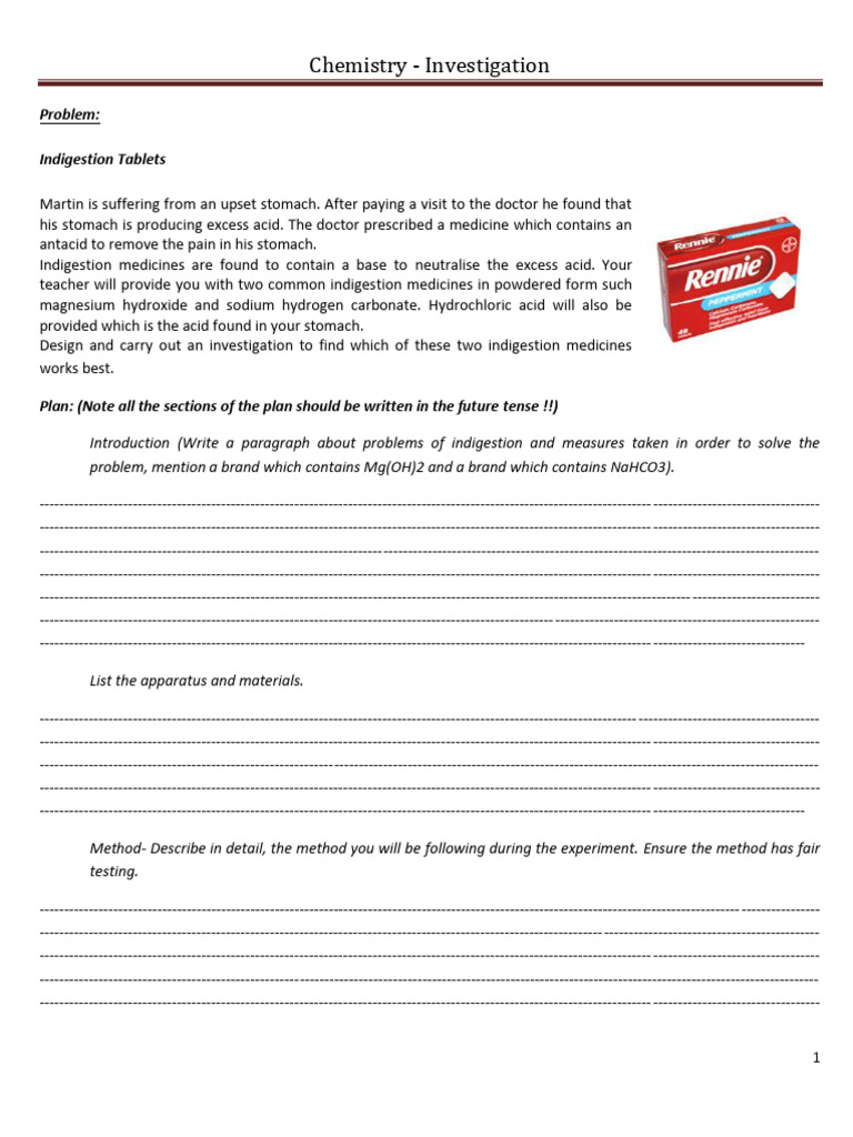 Indigestion Medicine Investigation Report | PDF | Magnesium | Acid