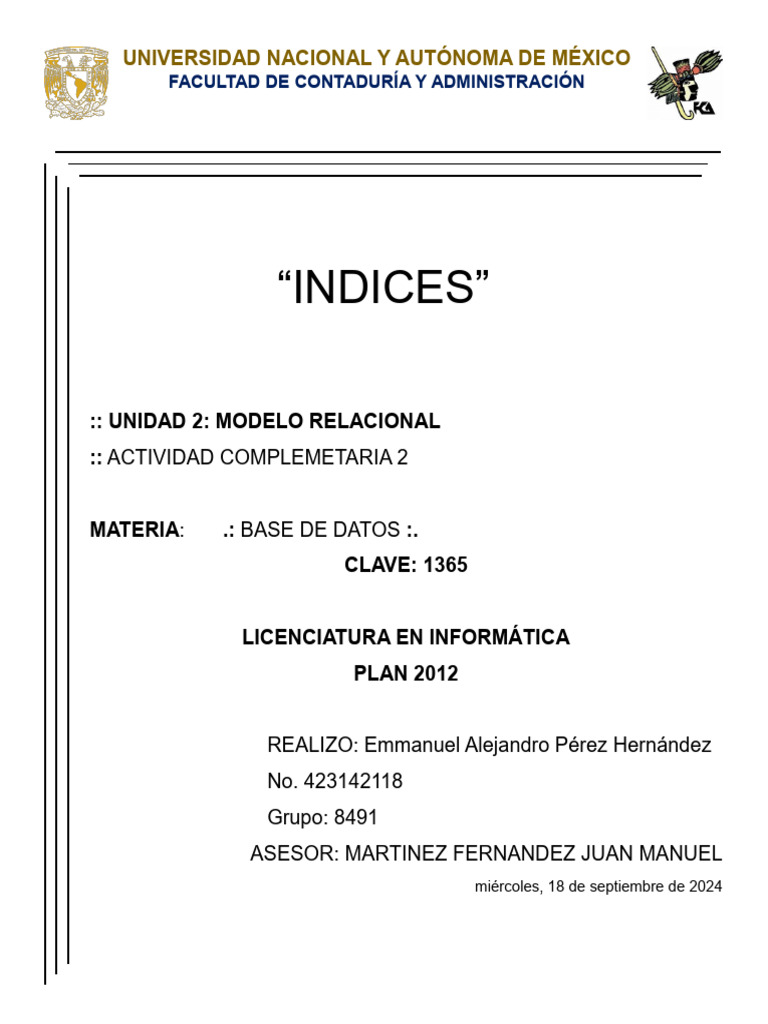 U2 - Act - Comp.2 - Perez - Hernandez - Emmanuel - Alejandro | PDF | SQL | Tecnologías de la ...