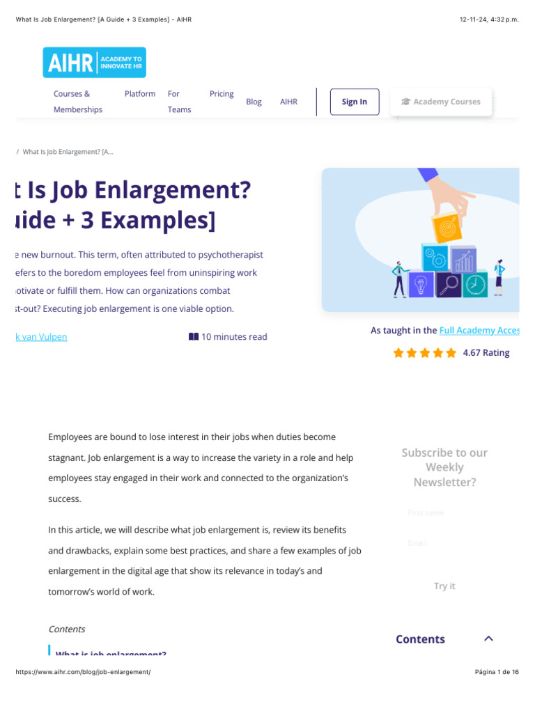 What Is Job Enlargement? (A Guide + 3 Examples) - AIHR | PDF ...