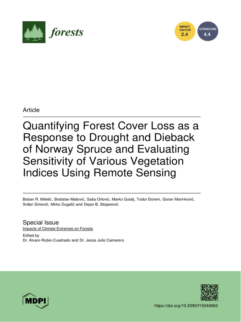Quantifying Forest Cover Loss As A Response To Drought and Dieback of ...