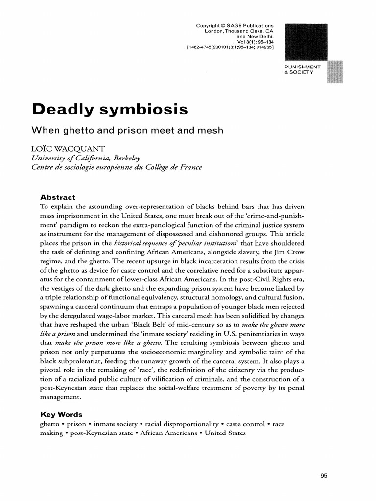 Wacquant 2001 Deadly Symbiosis When Ghetto and Prison Meet and Mesh | PDF