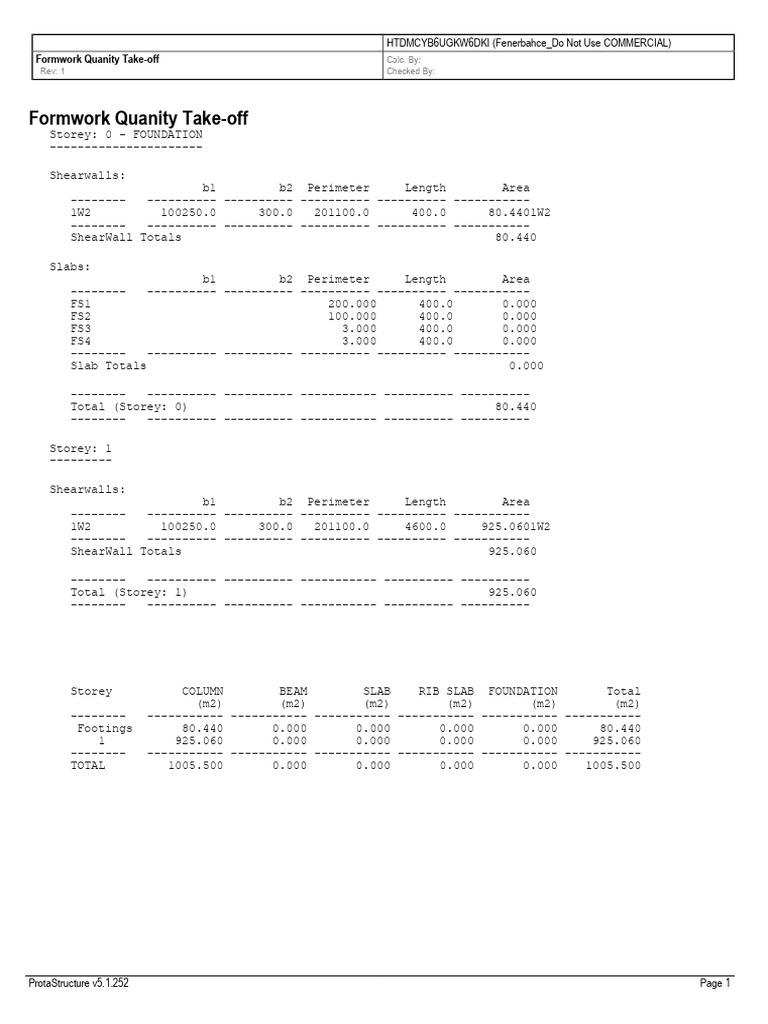 Formwork Quantity Updated | PDF | Composite Material | Architectural Design