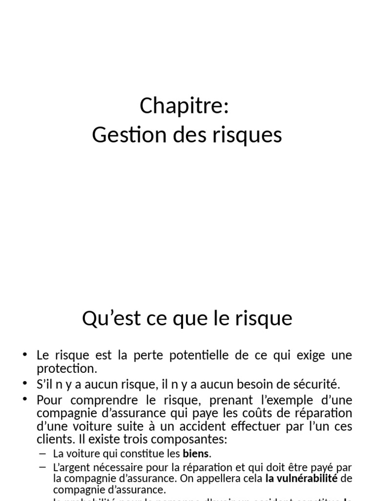 Chapitre 4 - Risque | PDF | Vulnérabilité (Informatique) | Sécurité des systèmes d'information