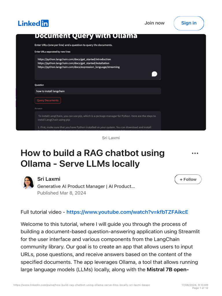 Build RAG Chatbot with Ollama Locally | PDF | Artificial Intelligence ...