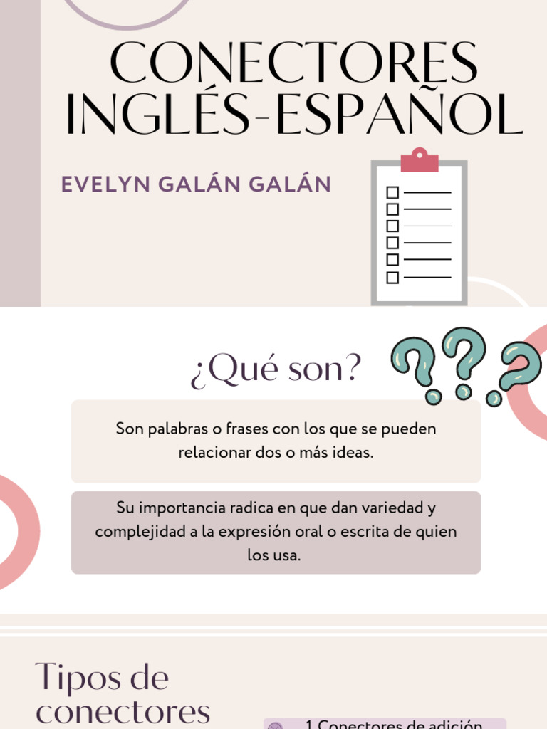 Conectores en inglés y español | PDF