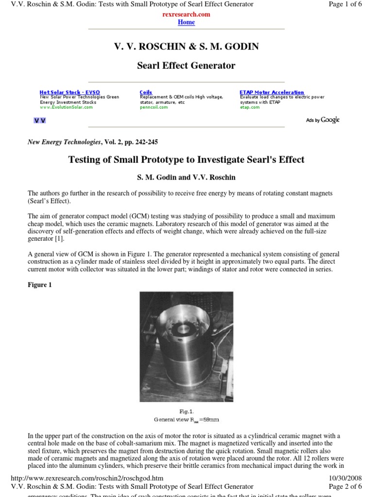 Searl Effect Generator | PDF | Electric Generator | Magnetic Field