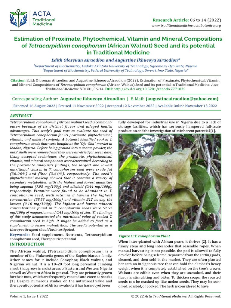 Nutritional Analysis of African Walnut Seed | PDF | Vitamin C | Vitamin