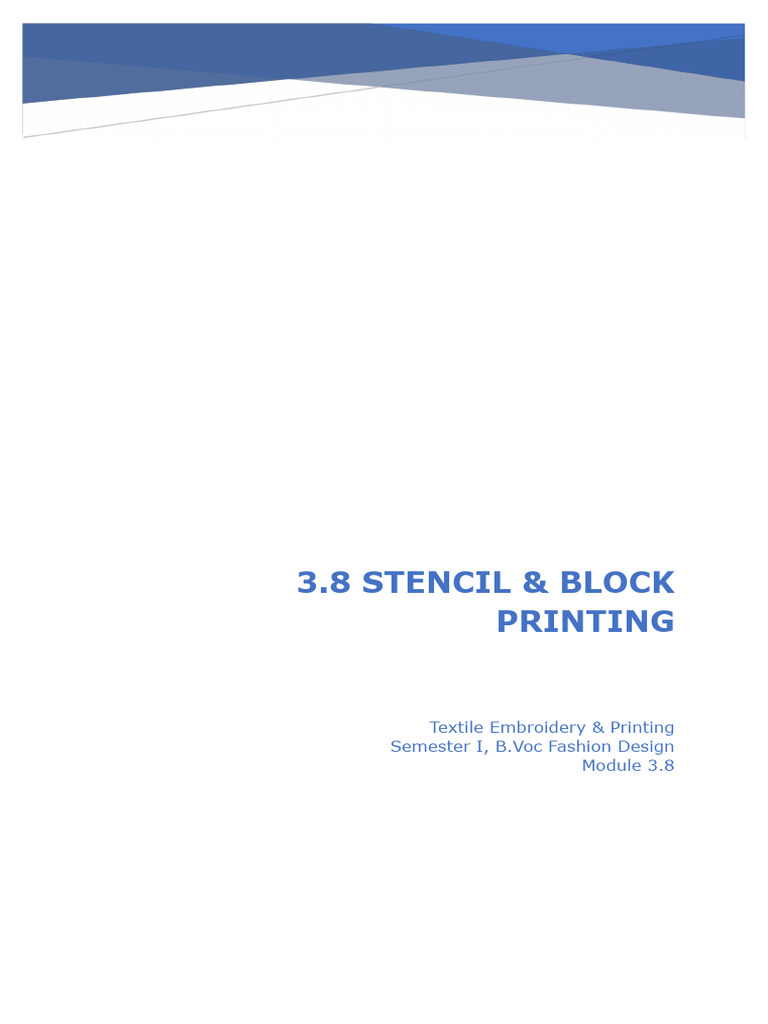 Stencil & Block Printing Techniques | PDF | Textiles | Dyeing