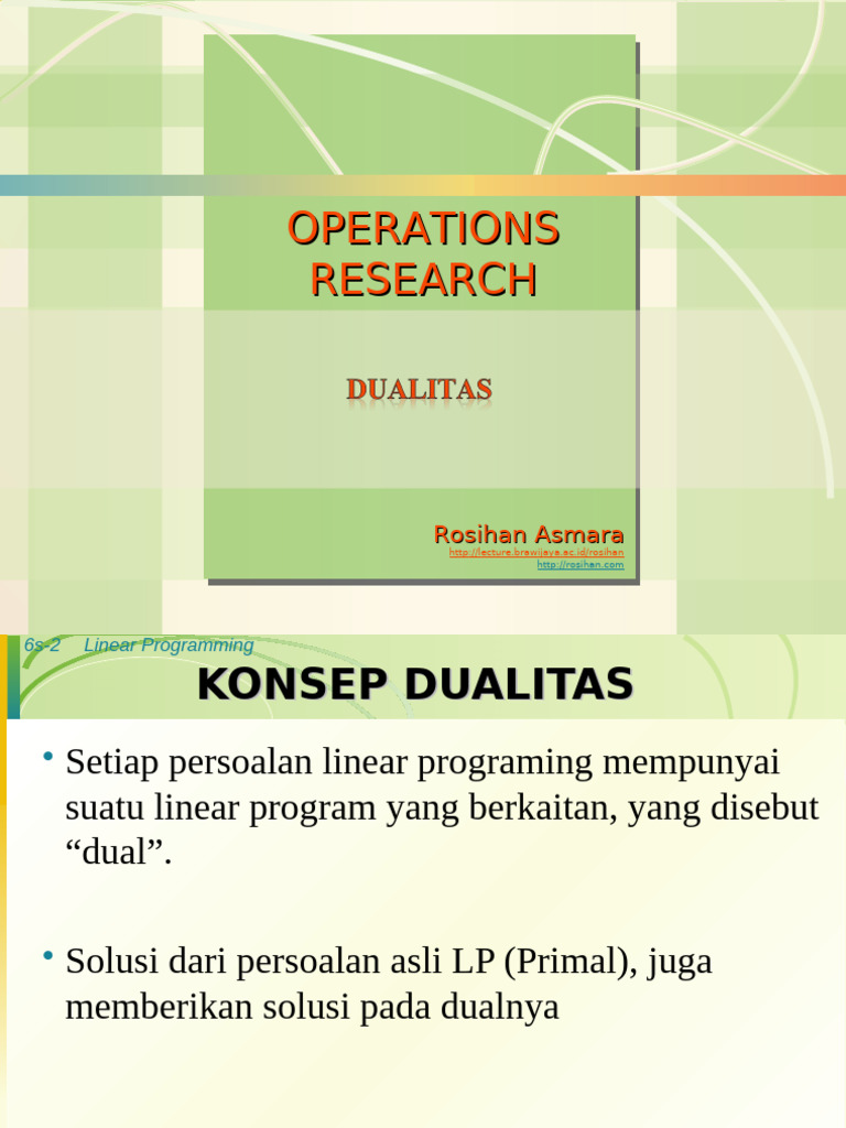Pemrograman Linear & Dualitas | PDF