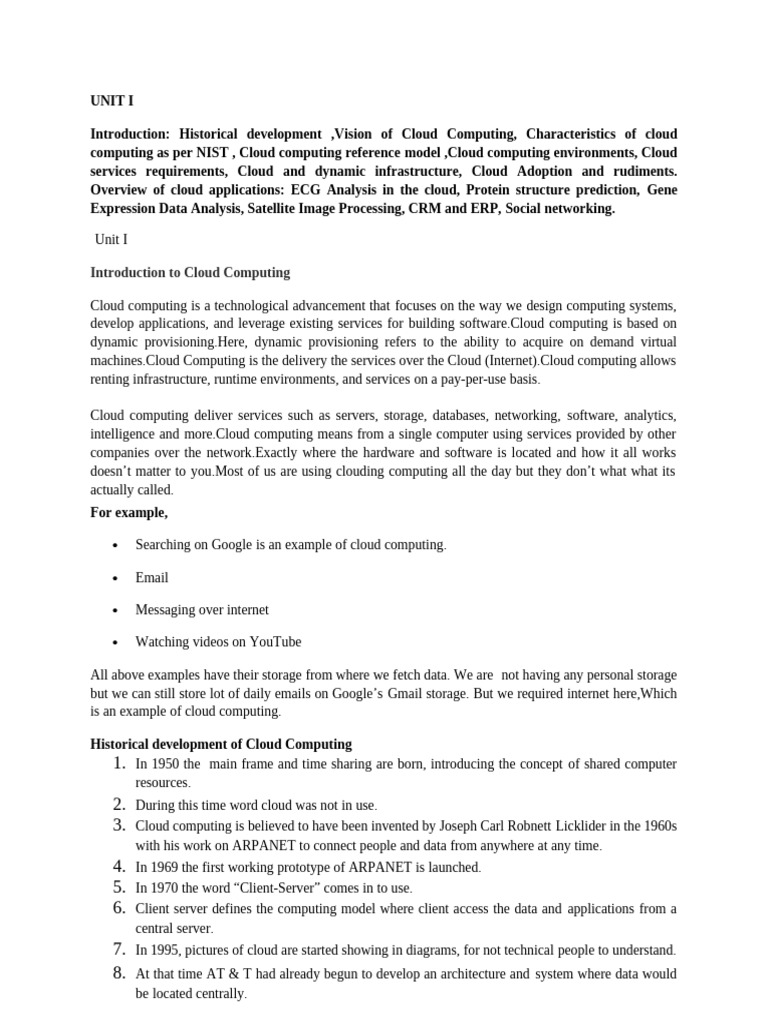 Unit-1 | PDF | Cloud Computing | Platform As A Service