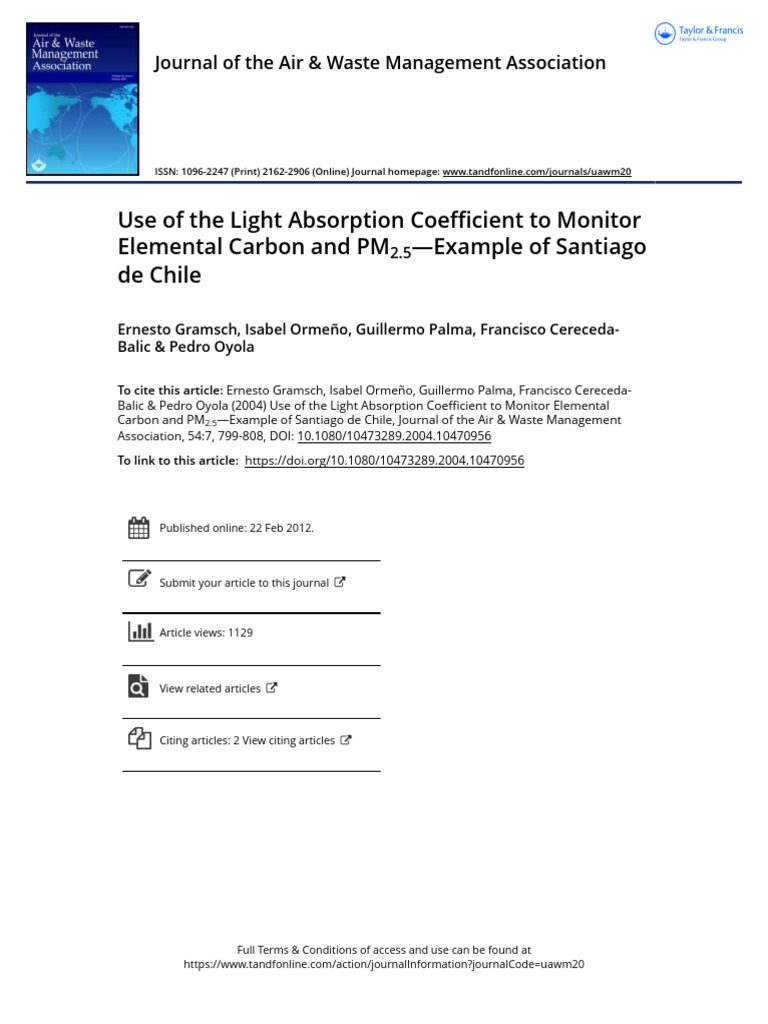 Use of The Light Absorption Coefficient To Monitor Elemental Carbon and ...