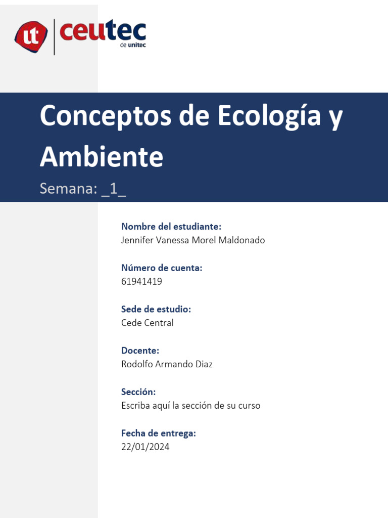 S1 - TAREA 1.1 Conceptos de Ecologia | PDF