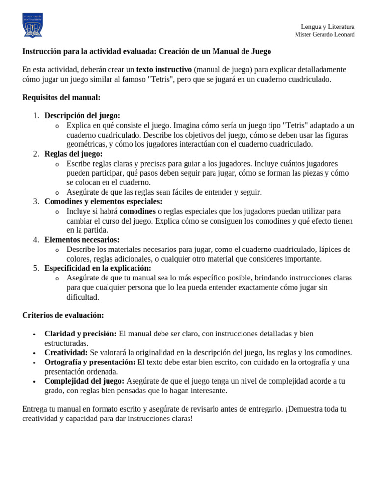 Guia Creacion de Manual de Juego Texto Instructivo | PDF