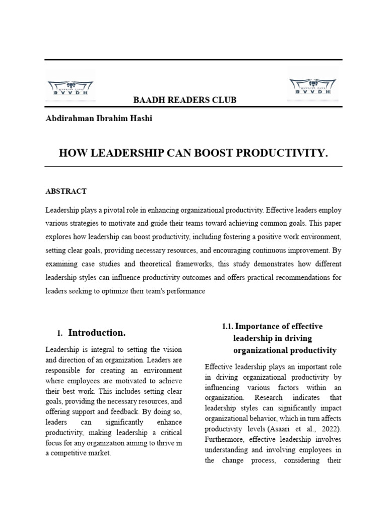How Leadership Can Boost Productivity | PDF | Leadership | Goal