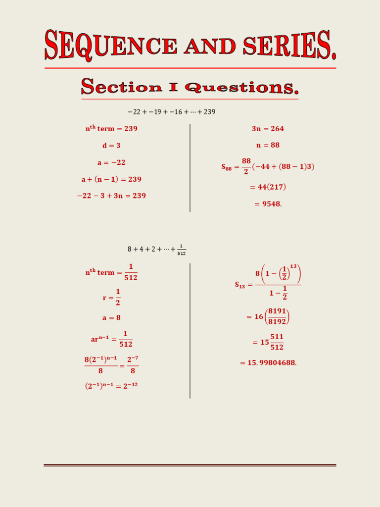 Sequence and Series Marking Scheme-1 | PDF | Numbers | Mathematical Objects