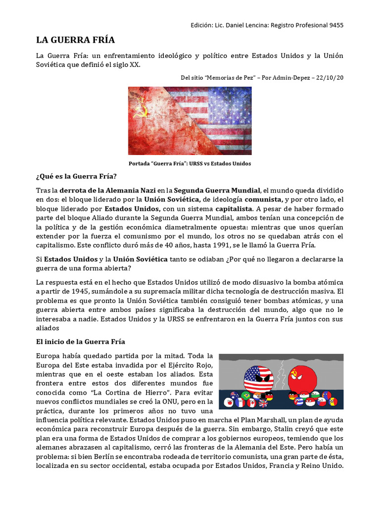 La Guerra Fría | PDF | Guerra Fría | Unión Soviética