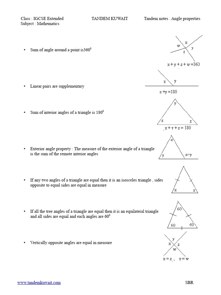 Angle Properties IGCSE Extended | PDF | Triangle | Geometry
