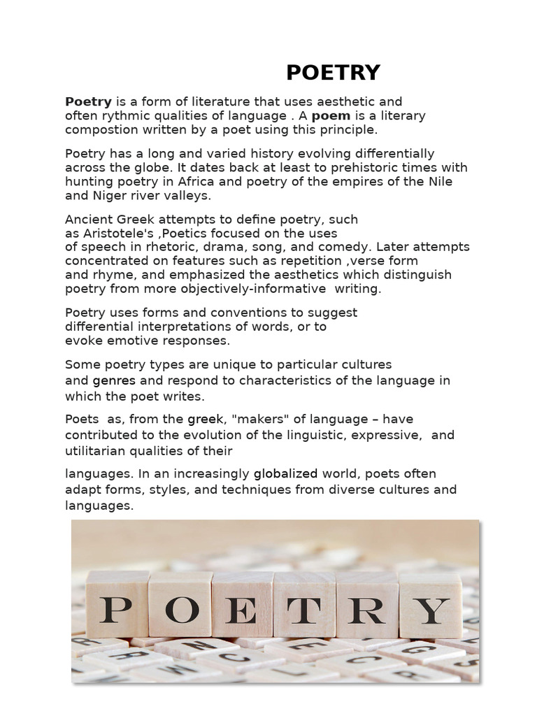 Poetry Poem | PDF | Poetry