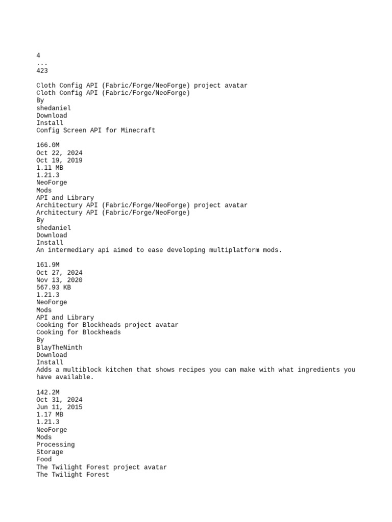 Minecraft Mods & APIs Hub | PDF