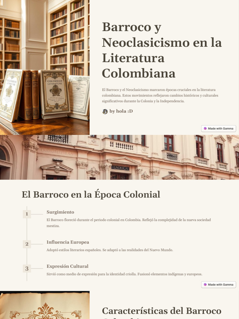 Barroco y Neoclasicismo en La Literatura Colombiana | PDF | Colombia