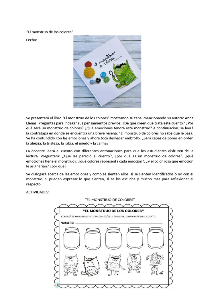 Actividades sobre "El monstruo de colores" | PDF