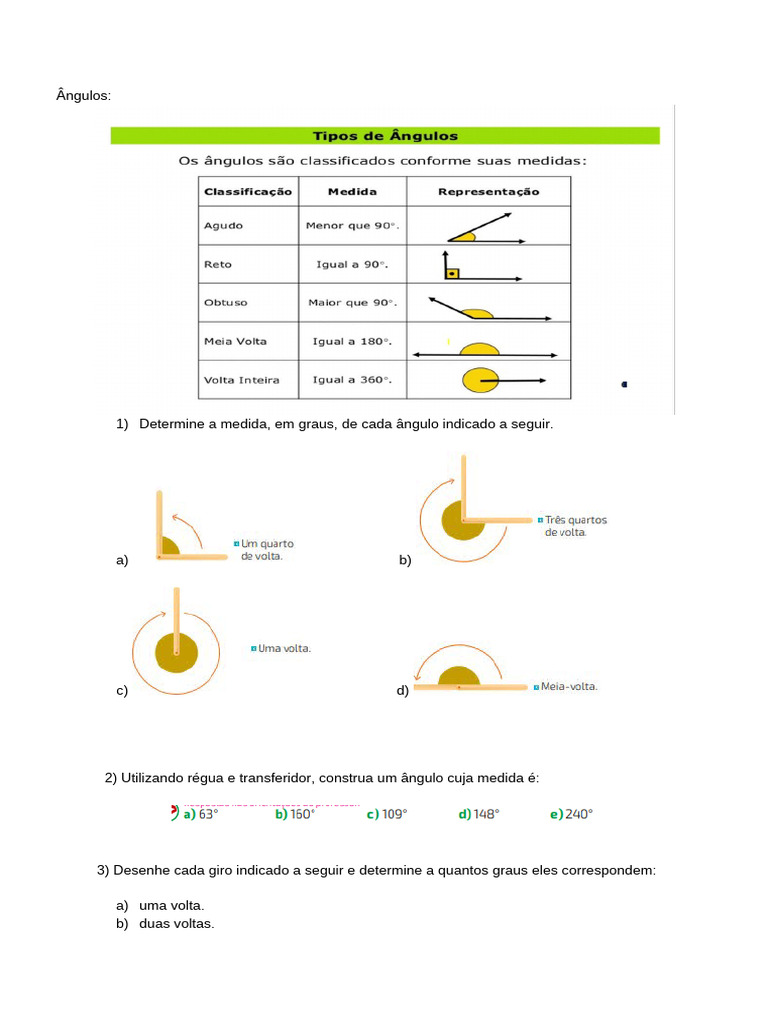 Atividade - 6° Ano - Ângulos e Retas | PDF | Métodos e Materiais de Ensino | Ciências e Matemática