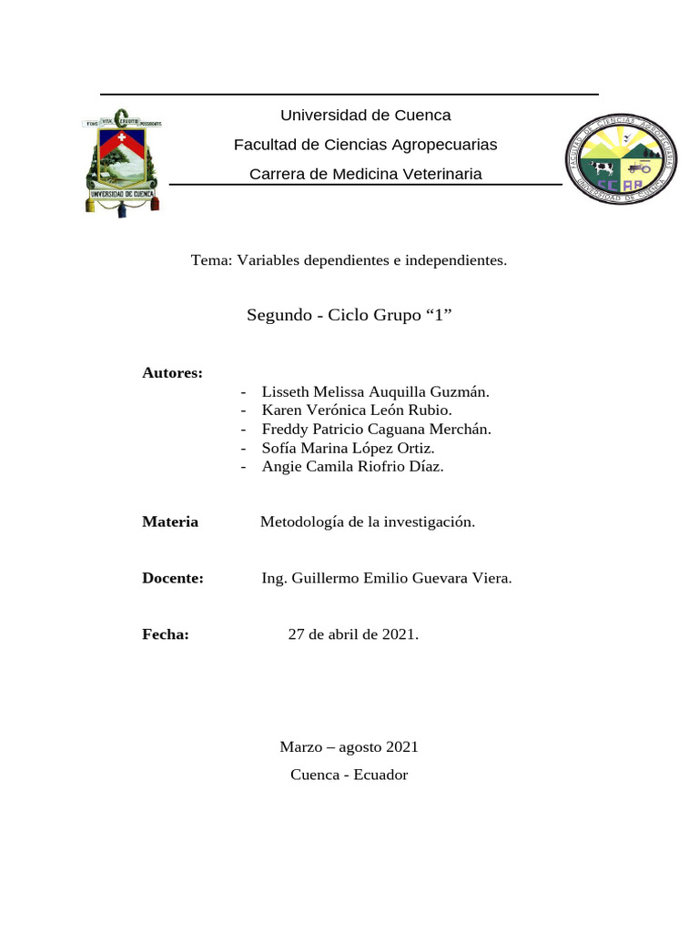 Variables Dep e Ind | PDF | Leche | Glóbulo rojo