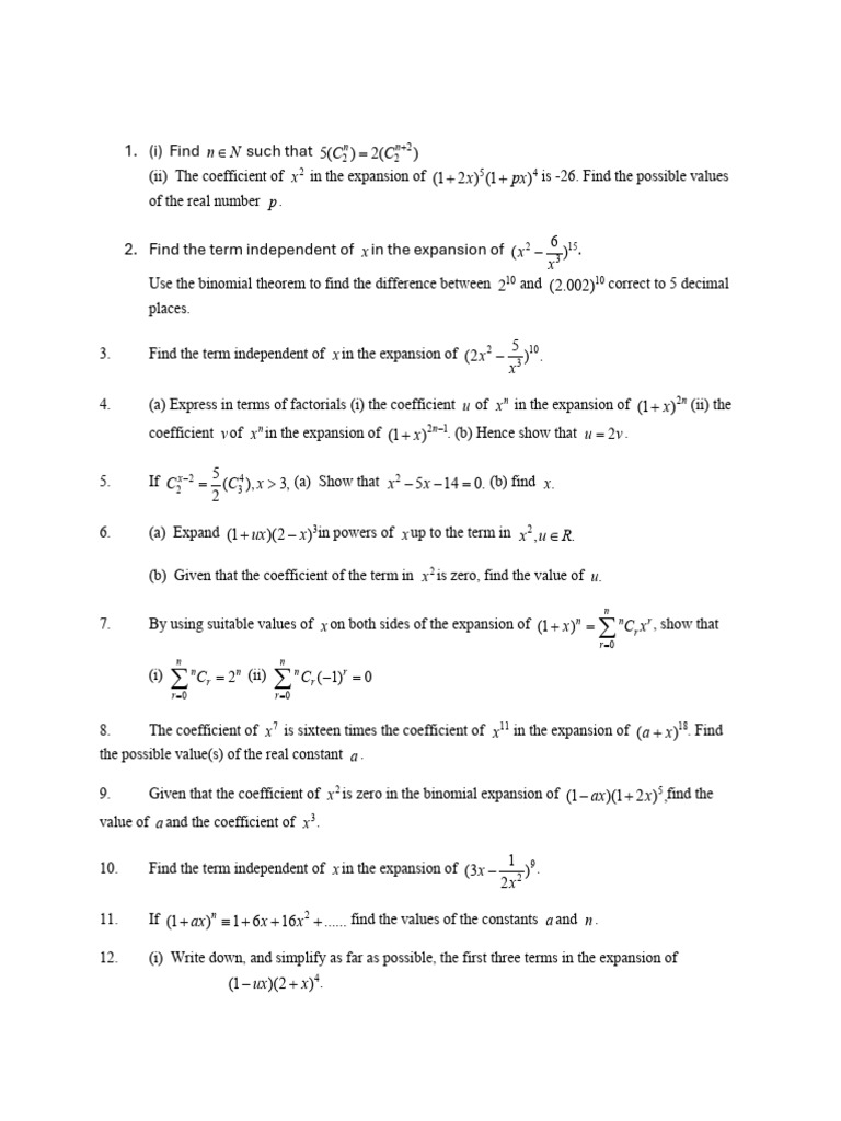 Binomial Expansion With Positive Integer Power | PDF | Elementary ...